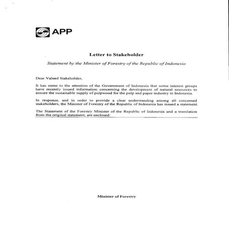 Letter Of Stakeholders (App 14 Nov06) | PDF