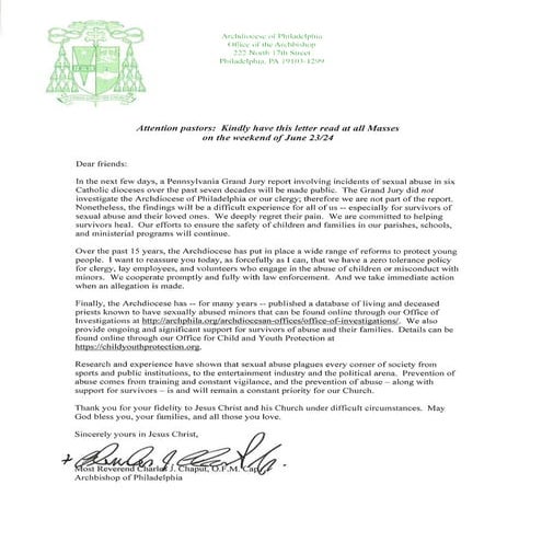 Letter from Archbishop Chaput | PDF