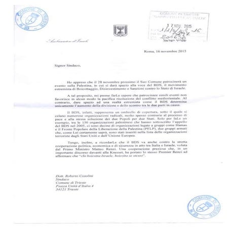 Lettera ambasciata tel aviv 2 (1) | PDF