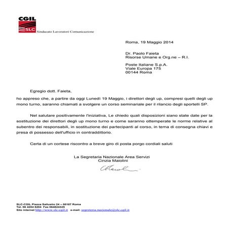 Lettera dott. faieta corsi direttori up | PDF