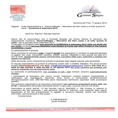 Lettera invito GemonaSfoglia | PDF