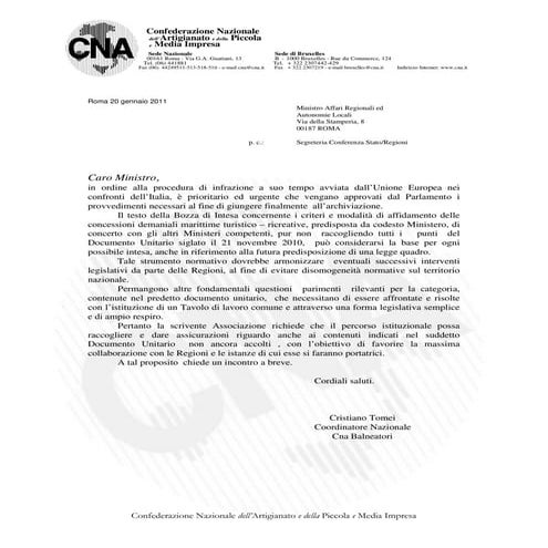 Lettera ministro fitto | PDF