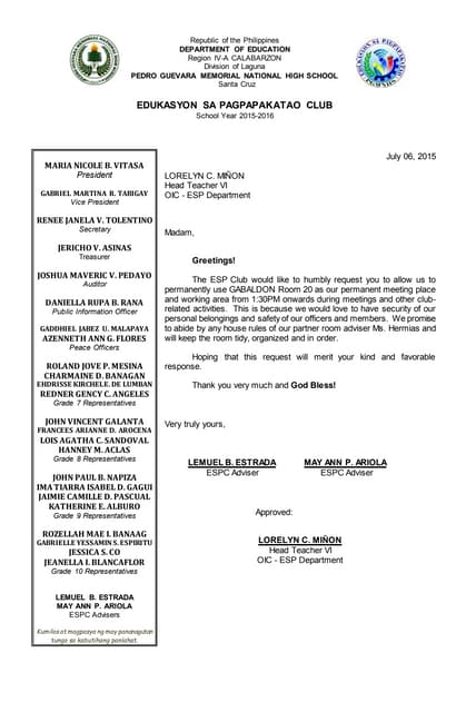 Esp club project proposal | DOC | Professional School | Postgraduate ...