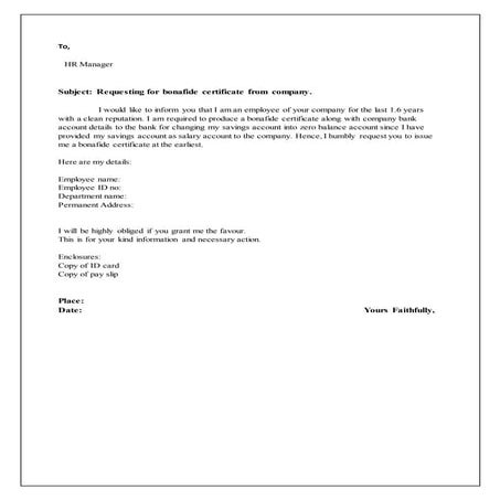 Letter for bonafide | PDF