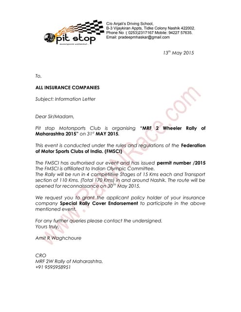 Letter for insurance | PDF