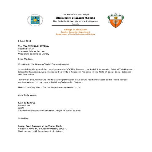 Letter for thesis room | PDF