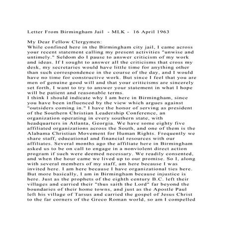 Letter From Birmingham Jail - MLK - 16 April 1963My Dear Fel.docx