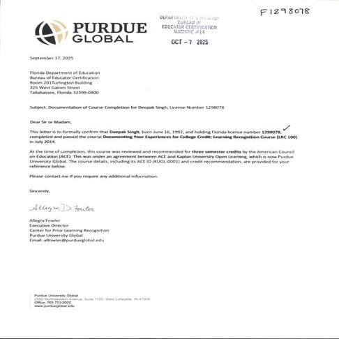 Graduate Certificate in Leadership Letter for Deepak (Danny) Singh from ...