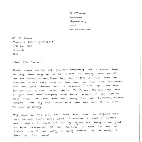 Letter from Puseletso Mphaka | PDF