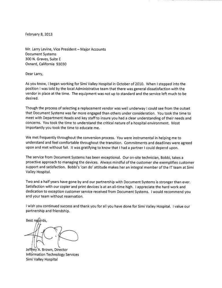 Letter of Recommendation from Simi Valley Hospital