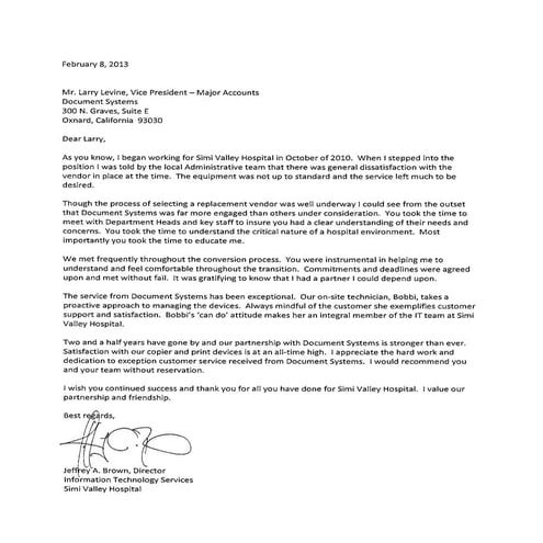 Letter of Recommendation from Simi Valley Hospital | PDF
