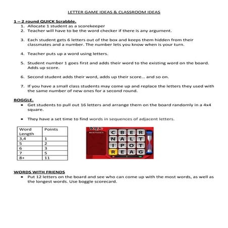 Letter game ideas | PDF