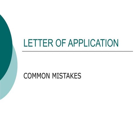 Letter of application. Errors | PPT