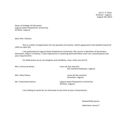 Letter Of Application 3 Form | DOC