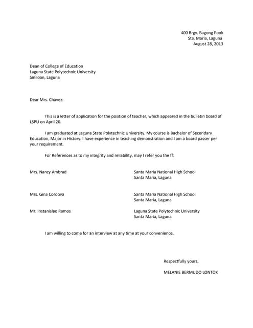 Letter Of Application 3 Form | PDF