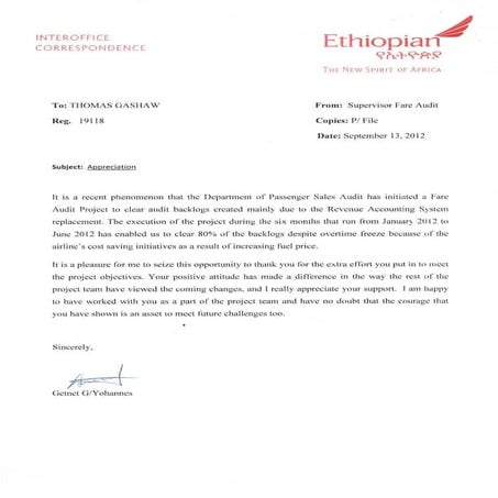 Letter of appreciation | PDF