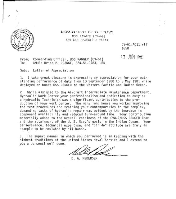 U.S. Navy letter of recommendation #2