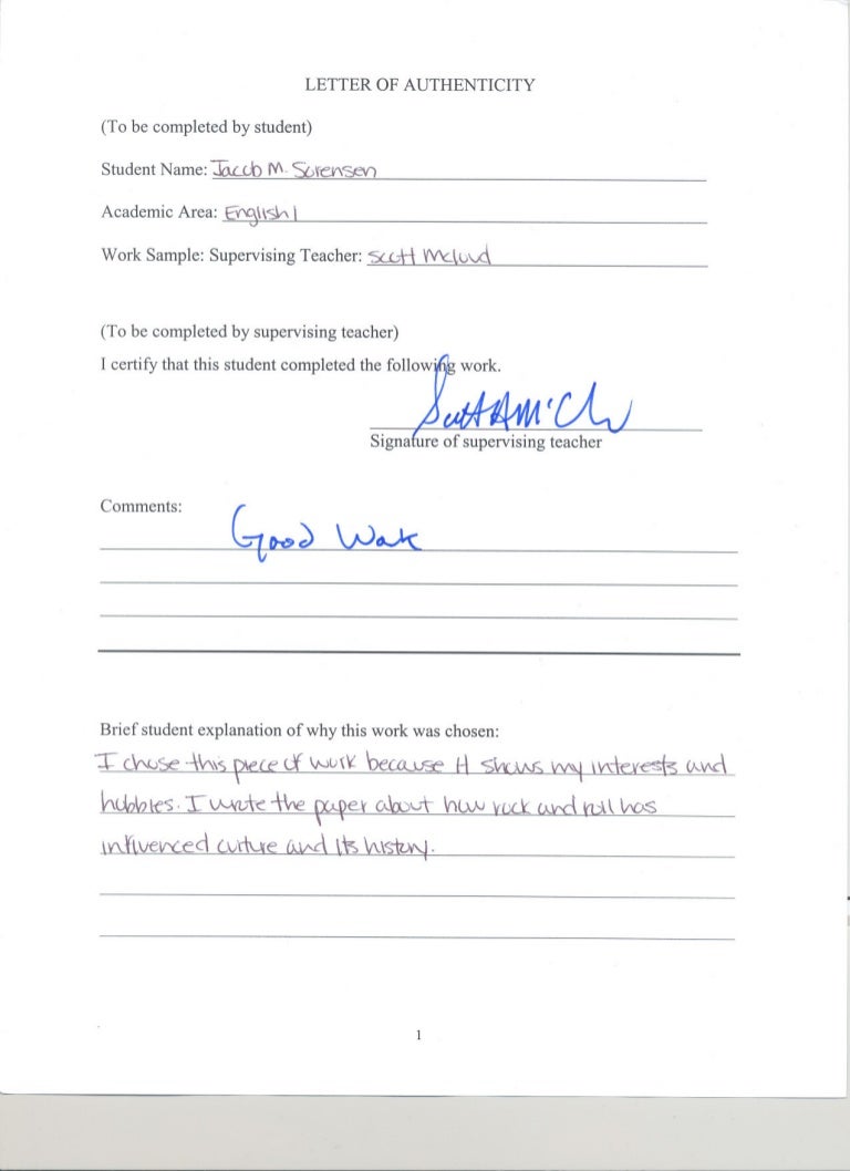 Letter Of Authenticity from Scott Mcloud