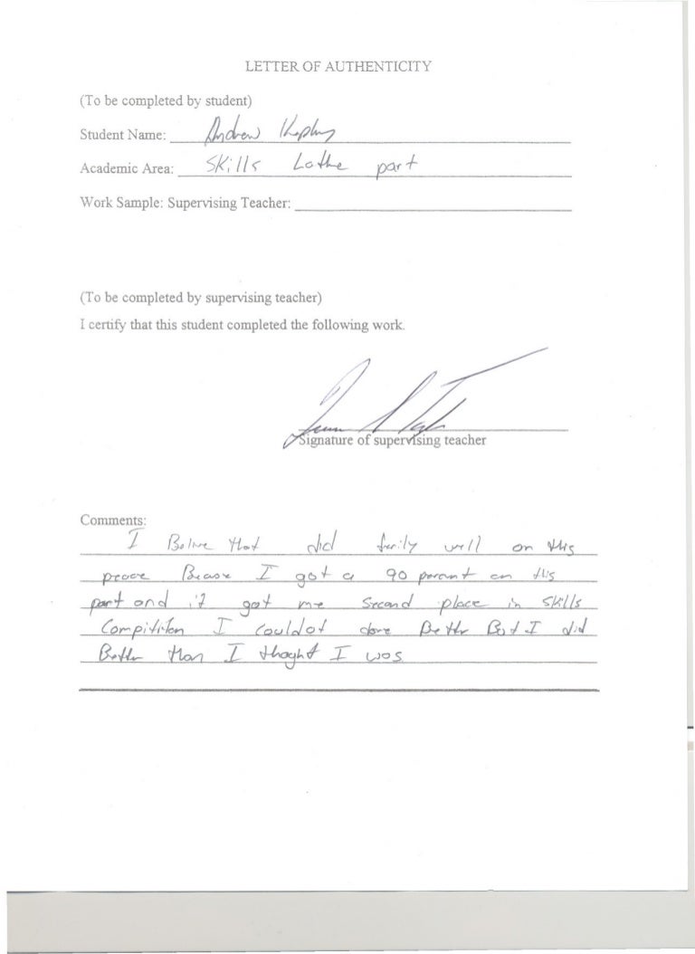 Letter Of Authenticity Skills