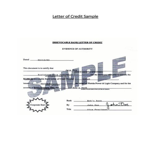 Letter of credit sample | PDF