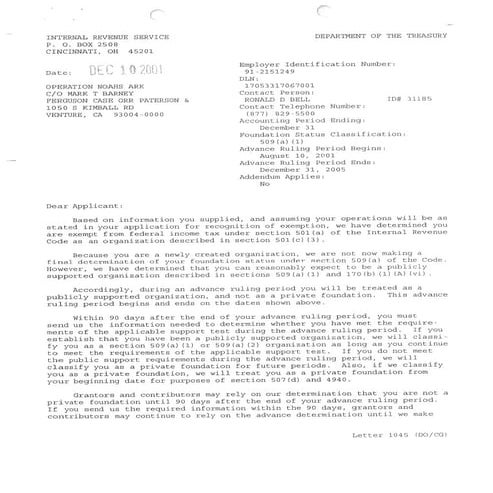 Letter of determination from department of treasury | PDF