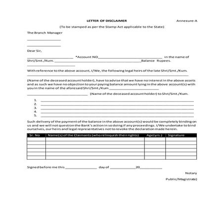 Letter of disclaimer | DOCX