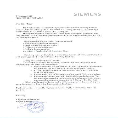 Letter Of Introduction from Siemens | PDF