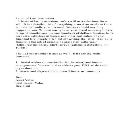 Letter of Last InstructionA letter of last instructions isn’t a.docx