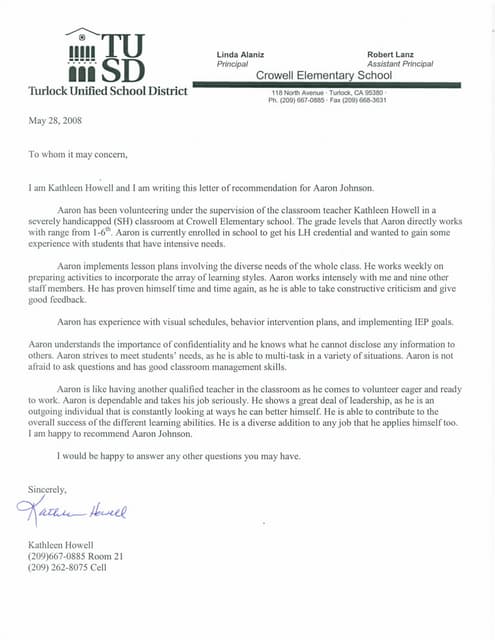 Letter of Recommendation Tracy Cole | PDF