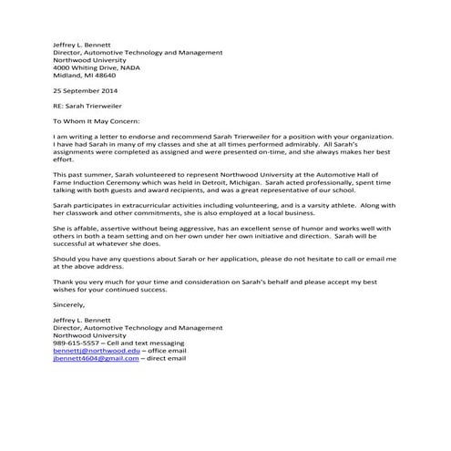 Letter of Recommendation | DOCX