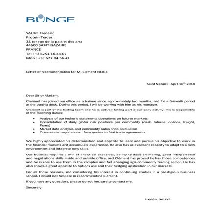 Letter of recommandation | PDF