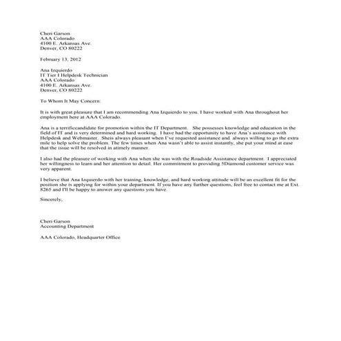 Letter of recommendation | DOCX