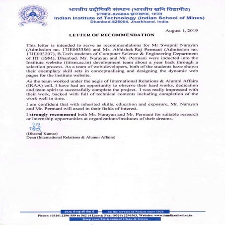 Letter of recommendation | PDF