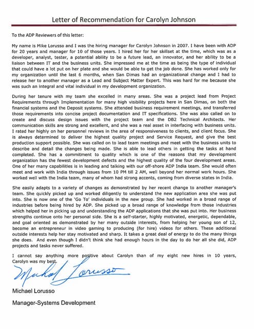 Letter of recommendation by mike lorusso 2015 03-06 | PDF