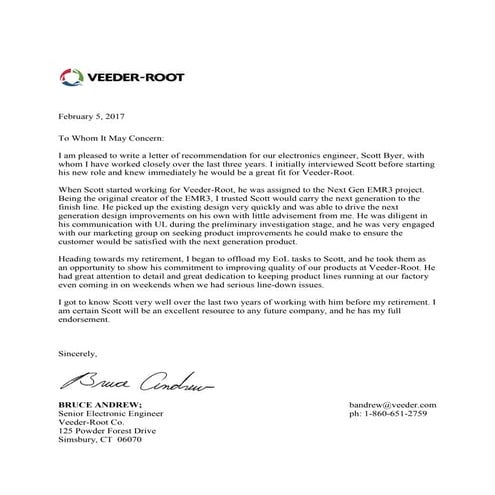 Letter of Recommendation from Bruce Andrew | PDF