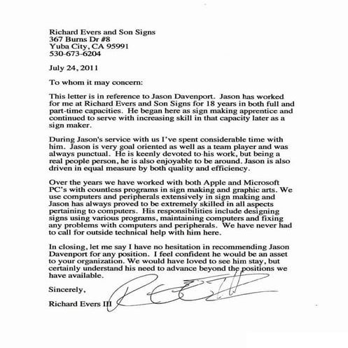Letter of rec riv | PDF