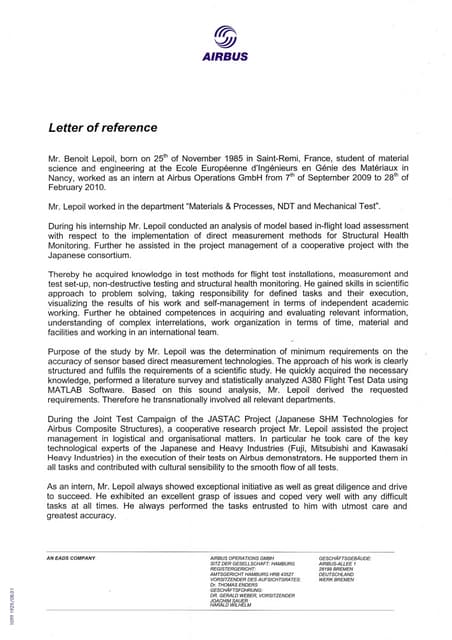 Letter of reference - Medical Group | PDF
