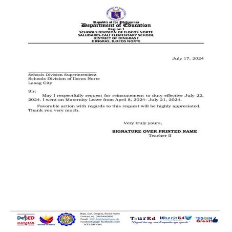 Letter of Reinstatement to Duty- Maternity Leave.docx