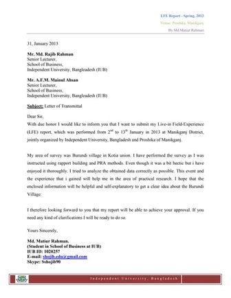 Live in field experience (LFE) Final report's Acknowledgement | PDF