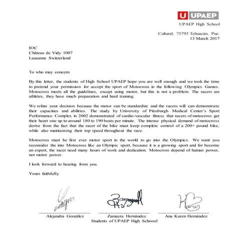 Letter olympic sports | DOCX