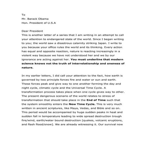 An open and Important letter to Barack Obama Hon.President USA | DOCX