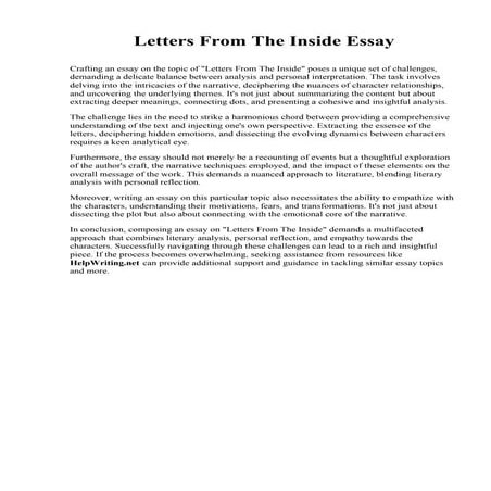 Letters From The Inside Essay. Portland Community College | PDF