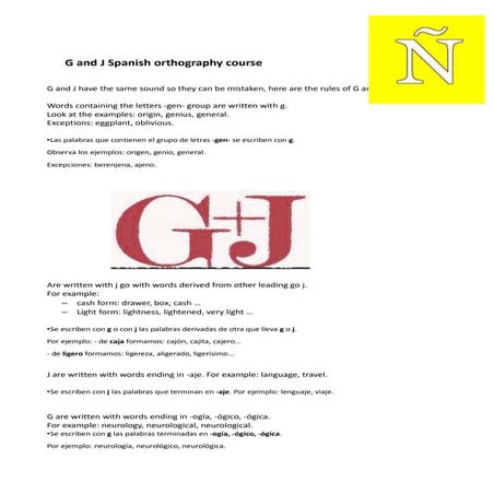 Ortografía de la g y la j | PPT