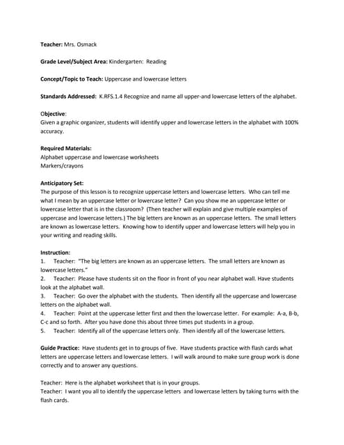 Lesson Plan (Letter) | PDF