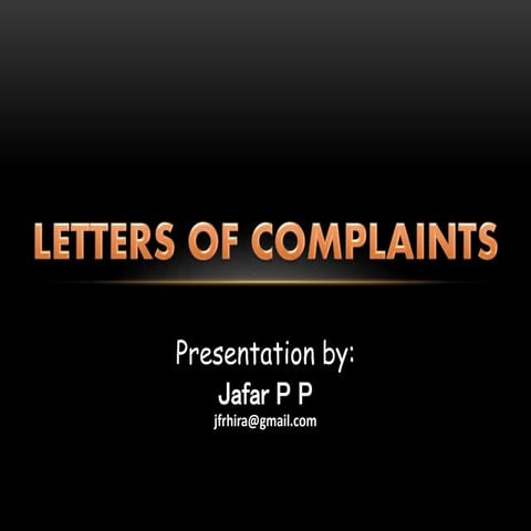 Letters of Complaint | PPTX