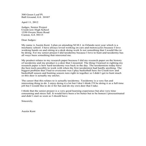 Letters to the judges austin kent | DOCX