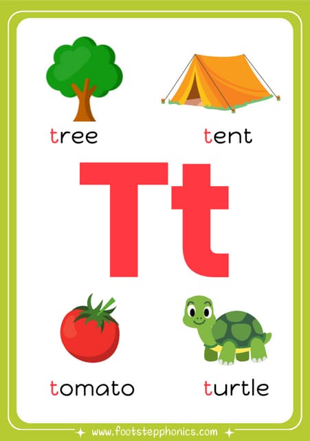 The Letter T Worksheet for Footstep Phonics Step 1 | PDF