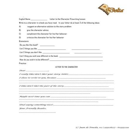 Letter to a character | PDF | Books and Literature