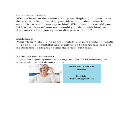Letter to an Author Write a letter to the author ( Langston Hughe.docx