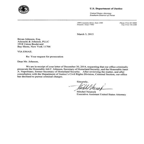 Letter to bryan johnson - request for prosecution -- 03 mar 15 | PDF ...